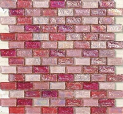 China Elegant rose red water waving glass mosaic tile for boutique decoration for sale