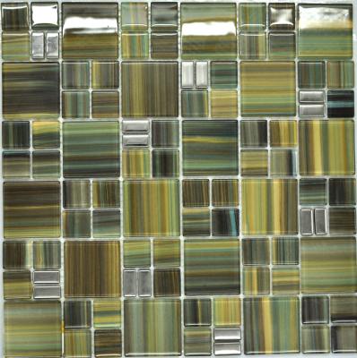 China Olivine puzzel pattern green glass mosaic tile sheets for sale