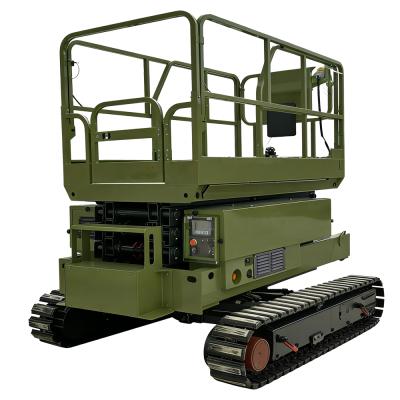 China Electric Tracked Scissors Lift Platform Auto Leveling Crawler 6m 8m 26ft 250kg For Muddy Sites for sale