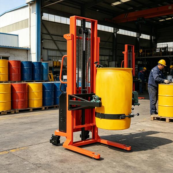 Quality 2.5m Semi Electric Manual Hydraulic Drum Lifter Rotator Stacker OEM for sale