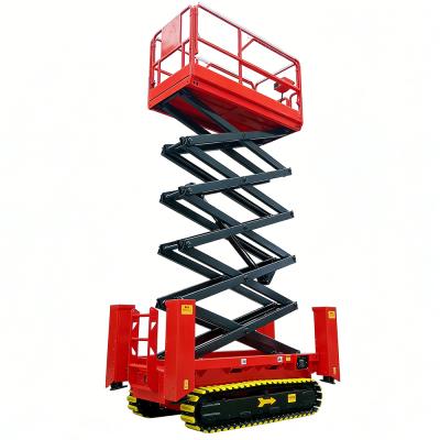China Self Leveling Mobile Compact Rough Terrain Scissor Lift 320kg For Uneven Ground for sale