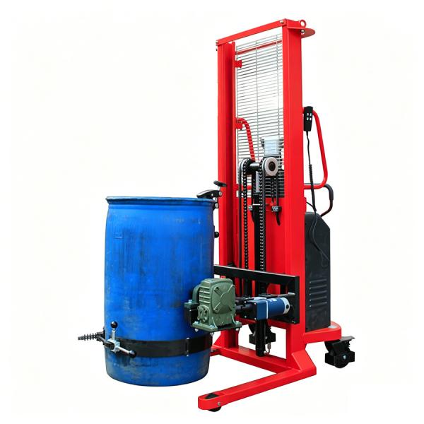 Quality Mobile Semi Electric Hydraulic Drum Lifter Tipper 450kg Hand Crank Controlled for sale