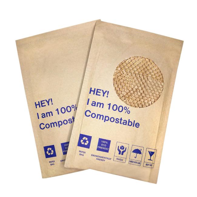 Compostable Honeycomb Padded Kraft Paper Express Envelope Biodegradable Shockproof Mailers Shipping Mailing Bags