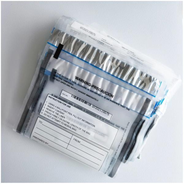 Quality Custom Design Logo Size Duty Free Tamper Evident Cash Bag Tamper Evident for sale