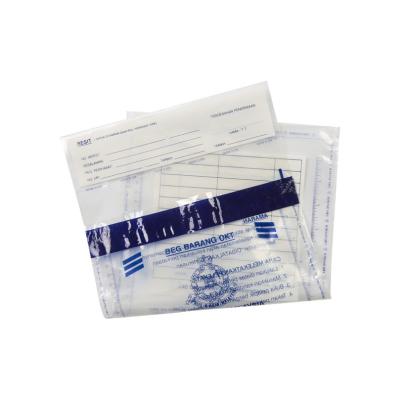China Security Bank Deposit Clear Seal Tamper-Evident Bags Bank Security Bags with Unique Serial Numbers for sale