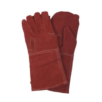 China Volledige bekleding Hoge temperatuur weerstand Red Cow Split Leather Werken Lashandschoenen Te koop