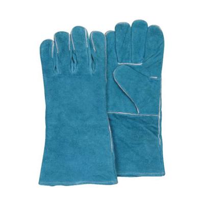 China Anti-snijdfunctie Hittebestendige koe gespleten leder lassen veiligheidshandschoenen 27cm of 35cm Te koop