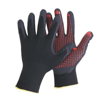 Cina 15guage Guanti in nitrile di nylon spandex con guscio rivestiti con schiuma micropina e punti di nitrile in vendita