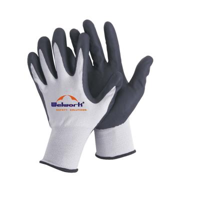 Cina S-XXL taglie 13G nero Nitrile schiuma rivestito Guanti di lavoro di sicurezza durevoli e senza cuciture in vendita
