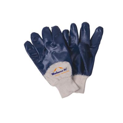 Cina Guanti di lavoro con rivestimento in nitrile blu 3/4 resistenti all'acqua per lavori pesanti N5102-J/5102-I in vendita