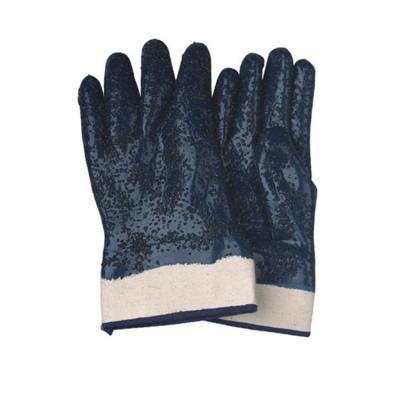 Cina N52001 Guanto di lavoro in nitrile blu industriale con manciotto di cotone pesante e manciotto gommato in vendita