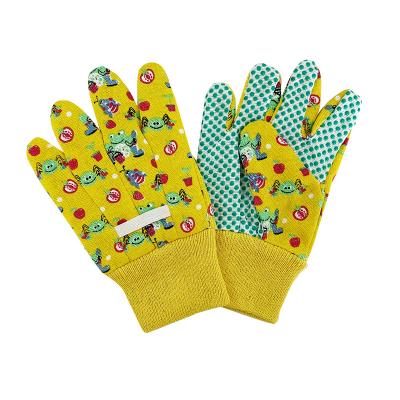 Cina Colori di giardinaggio dei bambini guanti con modello di fiori con anti-slip PVC punti di cotone palma in vendita