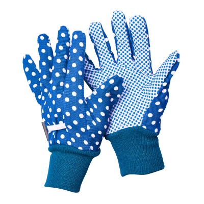 China Construção Luvas de jardim de PVC azul pontilhada para projetos domésticos e de bricolage C3819-B à venda