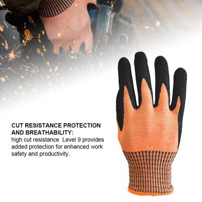 China Protective N-D138 A9 Level Anti-Cut Gloves with Touchscreen Function Black Orange for sale