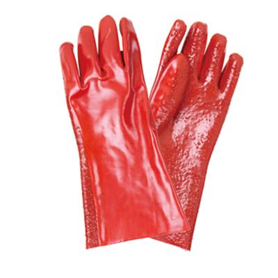 Cina Guanti di lavoro di sicurezza con rivestimento industriale in PVC rosso resistente agli oli PTT27 in vendita