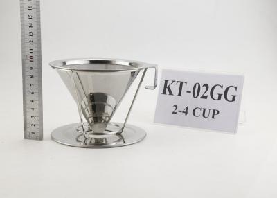 Cina L'acciaio inossidabile versa sopra il dispositivo di gocciolamento del cono con il supporto separato, cono del filtro da caffè del metallo in vendita