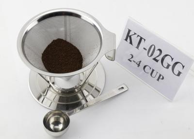 China Paperless Stainless Steel Pour Over Cone Dripper , Metal Coffee Filter Cone for sale