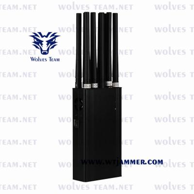 China Handheld 14 antenna Signal Jammer Mobile Phone GSM CDMA 3G 4G 5G 315/433MHz WIFI GPS Blocker 30 meters for sale