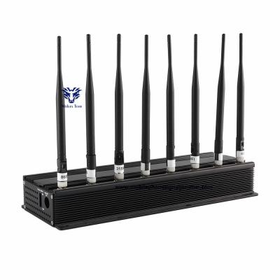 China 80W  8 channels Cell Phone Signal Jammer GSM 3G 4G 5G WIFI Jammer Jamming Range 100 Meters for sale