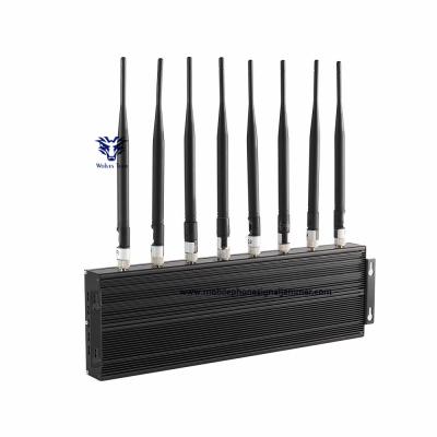 China 80W  8 channels Cell Phone Signal Jammer GSM 3G 4G 5G WIFI Jammer Jamming Range 100 Meters for sale