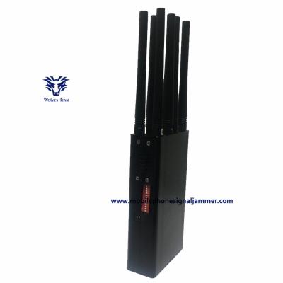 China Portable Handheld 3G 4G 5G Mobile phone Jammer GPSL1/L2/L5 WIFI Jammer AC adapte for sale