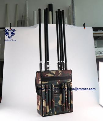 China GSM 800mhz WiFi 2.4G 3G 4G GPS 50m Backpack Signal Jammer for sale