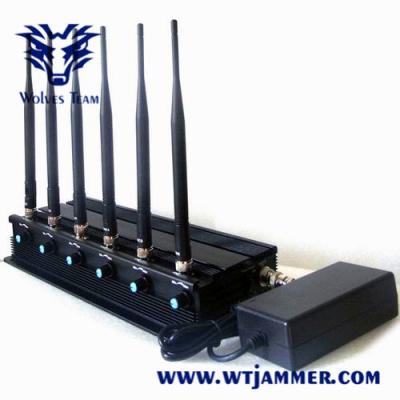 China Multifunctional 3G 4G Cell Phone Jammer , Wifi Signal Jammer High Gain Antennas for sale