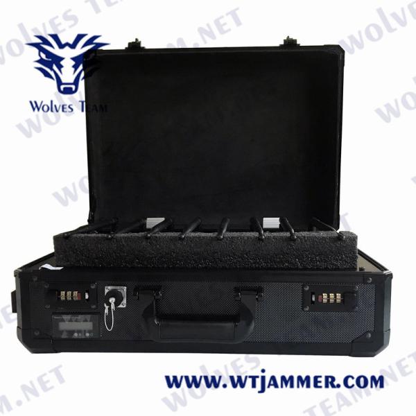 Quality 8 Channels CDMA 120W Mobile Phone Signal Jammer 5dBi Antenna for sale