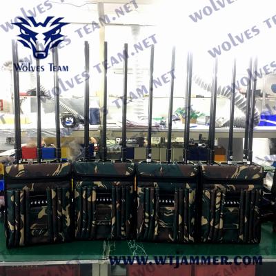China 90W GPS WIFI 5.8G Drone Signal Jammer Military 920MHz 5 Bands for sale