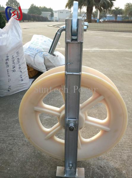 Quality 508mm Large Diameter Rope Pulley Single Nylon Sheaves Galvanized Conductor for sale