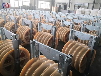 China Aluminium Sheave 60KN Large Diameter Rope Pulley Universal Stringing Block Rubber Lined for sale