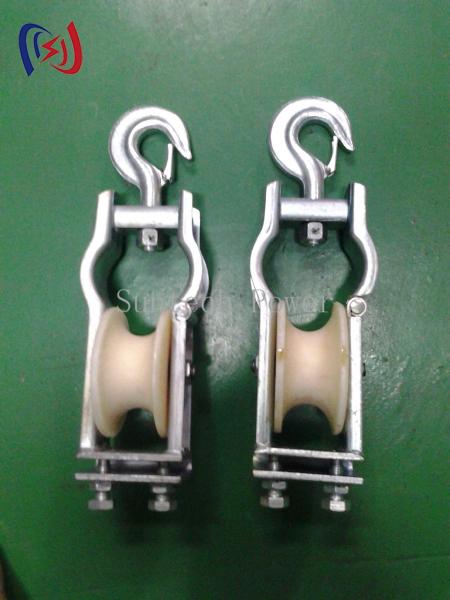 Quality Sitting Hanging Type Universal Conductor Stringing Blocks Single Nylon Sheave for sale