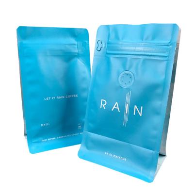 China 100% food grade flat bottom pouch with zipper custom printed powder tea bags pack coffee with valve for sale