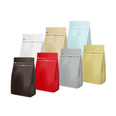 China Resealable recycle flat bottom coffee bean packaging bags with valve for sale