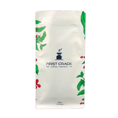 China Custom Printing 250g 500g  Aluminum Foil Coffee Pouch With Valve Flat Bottom Pouch for sale
