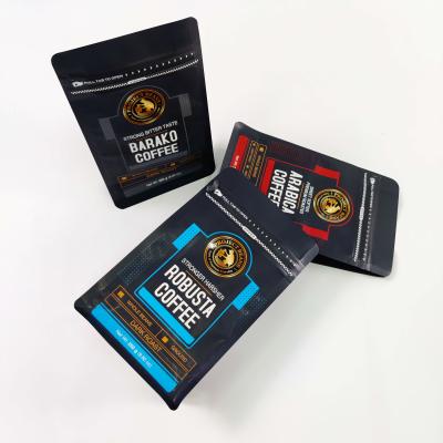 China Customized Print Flat Bottom Pouch  Aluminum Foil Coffee Bean Powder One Side Zipper Bag for sale