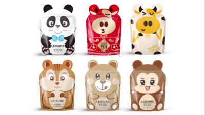 China Customized Cute Plastic Stand Up Pouch Zip Bag Animal Special-Shaped Food Packaging Bags for sale