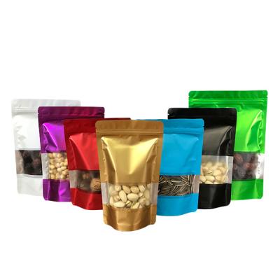 China Customized Logo Matt Stand Up Pouch With Window Ziplock Aluminum Foil Coffee Tea Bag For Snack Nut for sale