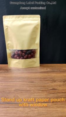 China Printing High Quality Kraft Paper Window Stand Up Zipper Pouch For Food Packing for sale