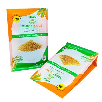 China Customize Print Flat Bottom Pouch Zipper Top  For Food Powder Packaging Bag for sale