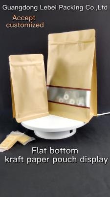 China Custom flat bottom kraft paper bag frosted zip lock bag for dry food for sale