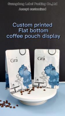 China Custom coffee bag printing flat bottom kraft paper bag for dry food packaging bag for sale