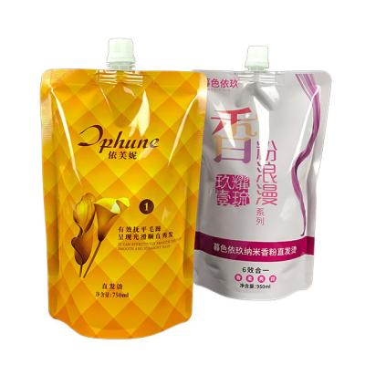 China Printing Custom Logo Liquid Packaging Bags For Shampoo And Perm Recyclable Spout Pouch Stand Up Pouch With Cover for sale