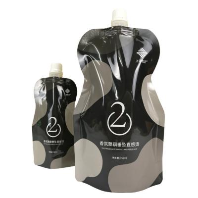 China Flexible Plastic Liquid Pouch Marcel Cream Liquid Packaging Bags Custom Logo Stand Up Pouch With Cover for sale