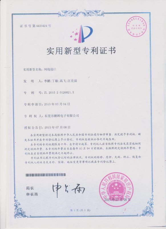 PATENT STANDARD - Dongguan Penghui Electronics Co., Ltd.