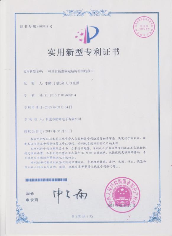 PATENT STANDARD - Dongguan Penghui Electronics Co., Ltd.