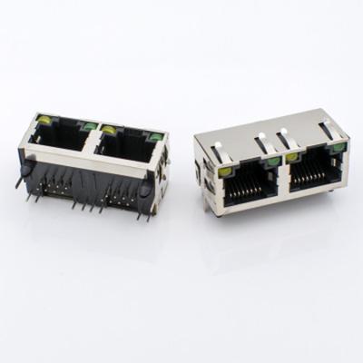 Cina I porti di grado 1x2 del LED 90 hanno protetto il deposito per contatto dell'oro del connettore di Ethernet RJ45 in vendita
