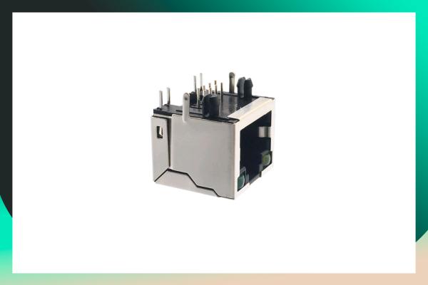 ενιαίος προστατευμένος λιμένας RJ45 ethernet συνδετήρας 90 βαθμού με την υποδοχή λιμένων δικτύων LEDs