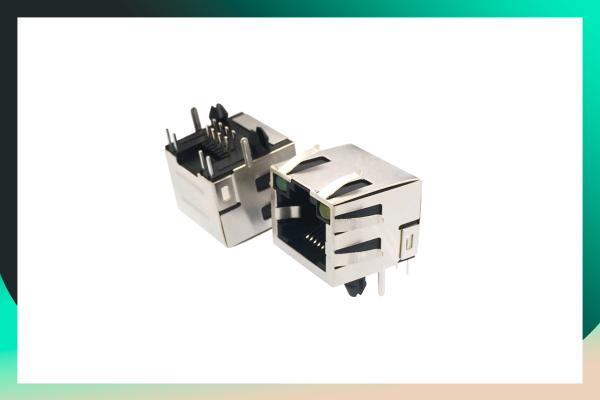 ενιαίος προστατευμένος λιμένας RJ45 ethernet συνδετήρας 90 βαθμού με την υποδοχή λιμένων δικτύων LEDs