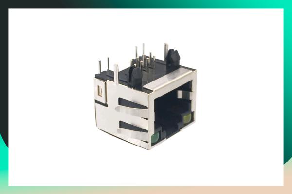ενιαίος προστατευμένος λιμένας RJ45 ethernet συνδετήρας 90 βαθμού με την υποδοχή λιμένων δικτύων LEDs